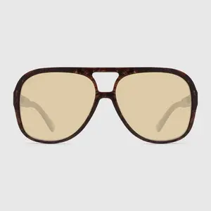 12PM STUDIOS Copenhagen Aviator Sunglasses - Demi/yellow