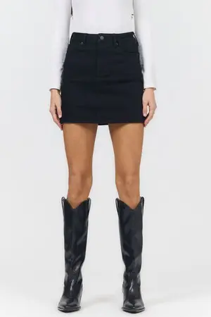 DEAR JOHN Quinn High Waist Denim Mini - Black Arrow