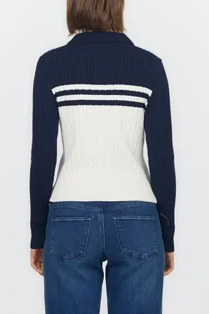 DEAR JOHN Nola Long Sleeve Zip Up Fitted Sweater