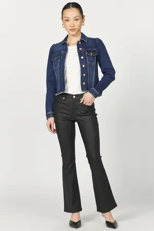 DEAR JOHN Roselyn Crop Raw Hem Trucker Jacket