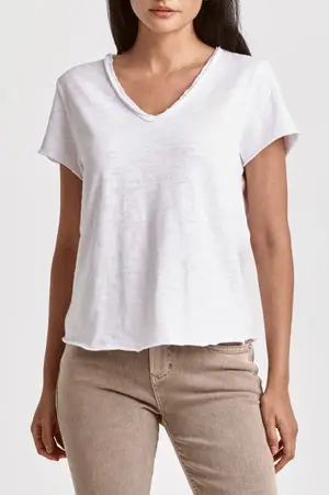 DEAR JOHN Vanya V-neck Slub Knit T-shirt