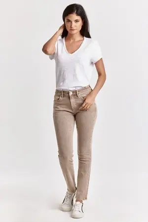 DEAR JOHN Vanya V-neck Slub Knit T-shirt