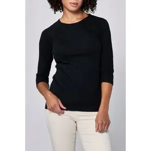 DEAR JOHN Sonoma Crew Neck 3/4 Raglan Sleeve T-shirt - Black