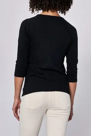 DEAR JOHN Sonoma Crew Neck 3/4 Raglan Sleeve T-shirt - Black