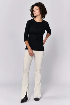 DEAR JOHN Sonoma Crew Neck 3/4 Raglan Sleeve T-shirt - Black