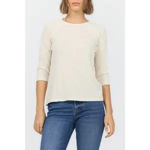DEAR JOHN Sonoma Crew Neck 3/4 Raglan Sleeve T-shirt - Whitecap Grey