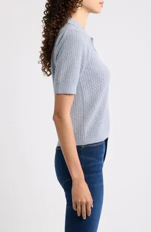 FRAME Honeycomb Knit Polo Sweater