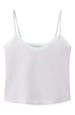 Mango Cotton Lace Trim Pajama Cami - Lilac