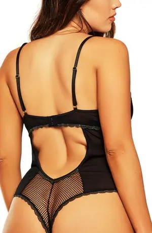 ICOLLECTION Underwire Metallic Floral Embroidered Teddy