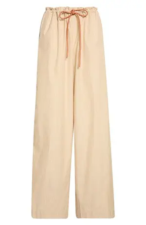 KALLMEYER Wesley Wide Leg Cotton Drawstring Pants - Apricot