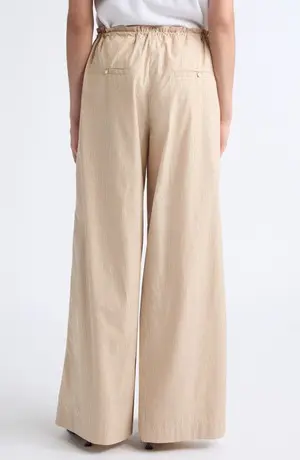 KALLMEYER Wesley Wide Leg Cotton Drawstring Pants - Apricot