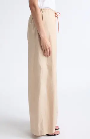 KALLMEYER Wesley Wide Leg Cotton Drawstring Pants - Apricot