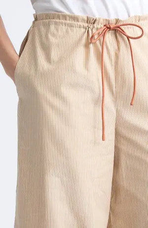 KALLMEYER Wesley Wide Leg Cotton Drawstring Pants - Apricot