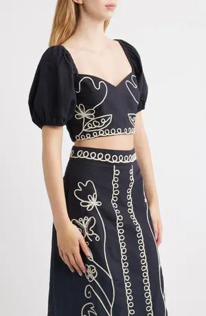 CLEOBELLA Anca Embroidered Crop Top