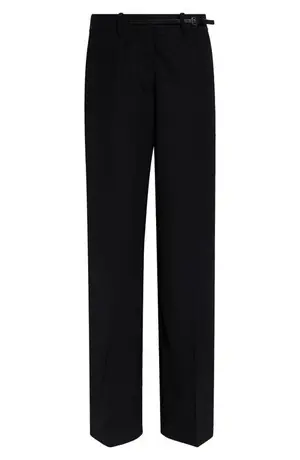 Helmut Lang Belted Wool Gabardine Pants - Black