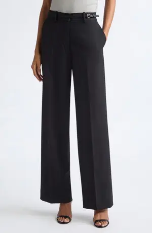 Helmut Lang Belted Wool Gabardine Pants - Black