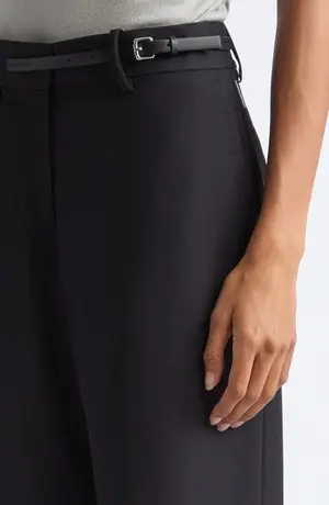 Helmut Lang Belted Wool Gabardine Pants