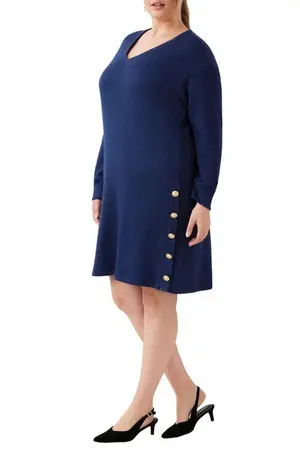 Karen Kane V-neck Button Detail Dress