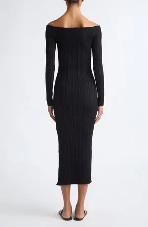 Helmut Lang Open Rib Long Sleeve Midi Dress