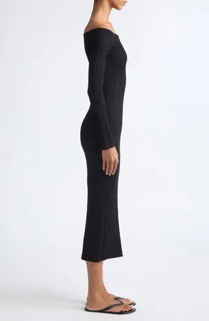 Helmut Lang Open Rib Long Sleeve Midi Dress