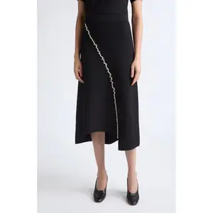 ASHLYN Felix Asymmetric Ruffle Trim Skirt - Black