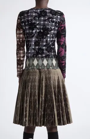 CHOPOVA LOWENA Duchess Flocked Mesh Top - Black Multi