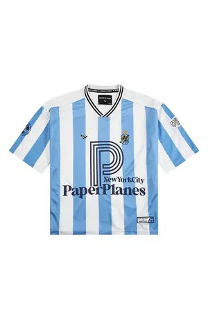 PAPER PLANES Striped Football Jersey