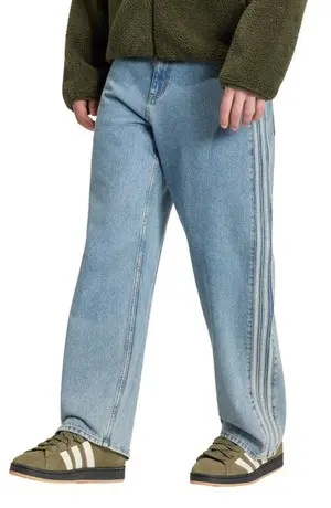 Adidas Firebird Wide Leg Jeans - Worn Blue Denim