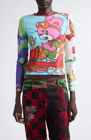 CHOPOVA LOWENA Beep Beep Fitted Graphic Jersey T-shirt - Red Multi