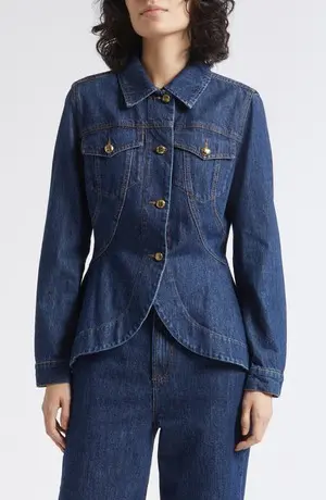 Marella Cotton Peplum Denim Jacket