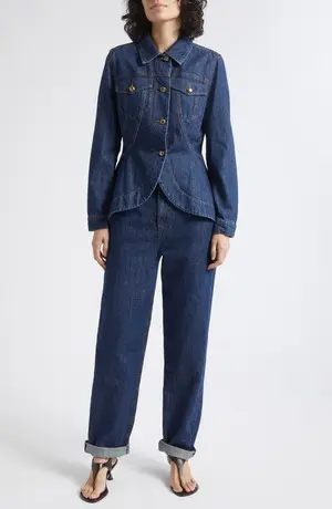 Marella Cotton Peplum Denim Jacket