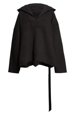 Rick Owens Tower Cotton Jersey Hoodie - Black