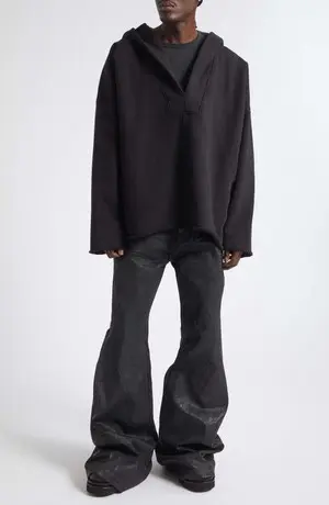 Rick Owens Tower Cotton Jersey Hoodie - Black