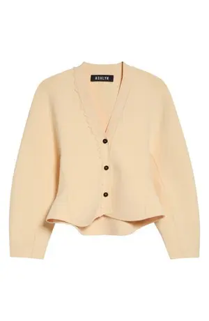 ASHLYN Henry Asymmetrical Ruffle Cardigan - Cream
