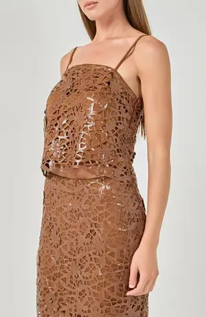 Endless Rose Sequin Floral Lace Cami Top