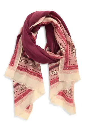 Echo Embroidered Rug Wrap - Mulled Wine