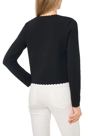 CECE DUPRAZ Embroidered Scalloped Trim Cardigan
