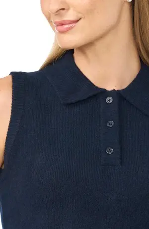 CECE DUPRAZ Polo Sweater Vest With Collar - Not So Navy