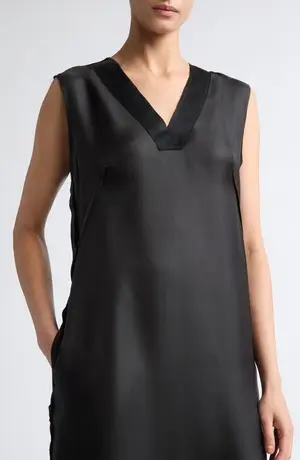 MAISON MARGIELA Silk Satin V-neck Midi Dress
