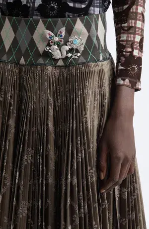 CHOPOVA LOWENA Crescent Pleated Midi Skirt
