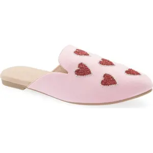 FUCHSIA Heart Velvet Flat Mule