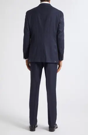 Boglioli Micro Herringbone Wool And Silk Suit