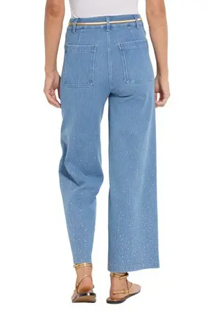 Lyssé Erin Crystal Embellished Wide Leg Jeans