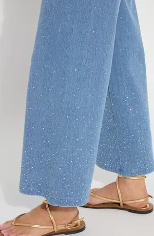 Lyssé Erin Crystal Embellished Wide Leg Jeans