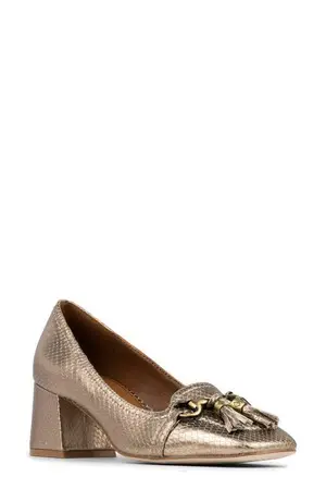 DONALD PLINER Nancie Leather Tassel Pump - Light Bronze