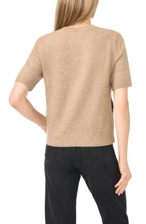 CECE DUPRAZ Lace Stripe Short Sleeve Sweater