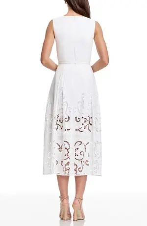 Dress The Population Colton Cutwork Detail Cotton Cocktail Midi Dress