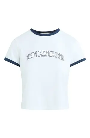 FAVORITE DAUGHTER The Cropped Favorite Ringer Tee - White/navy