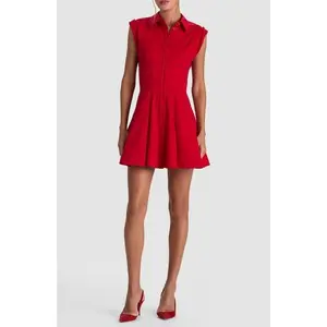 Alice + Olivia Kim Paneled Corset Fit And Flare Mini Shirtdress - Hibiscus