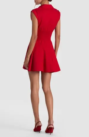 Alice + Olivia Paneled Corset Fit And Flare Mini Shirtdress - Hibiscus